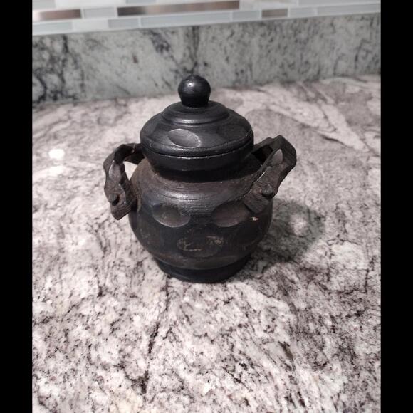 Accents | Vintage Wooden Carved Turned Pot Jar | Poshmark